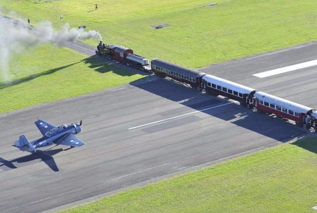 Gisborne Airport Runway With Railway Crossing