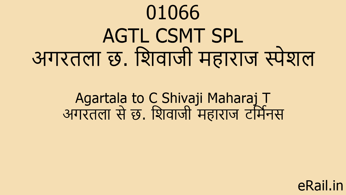 01066 AGTL CSMT SPL Train Route