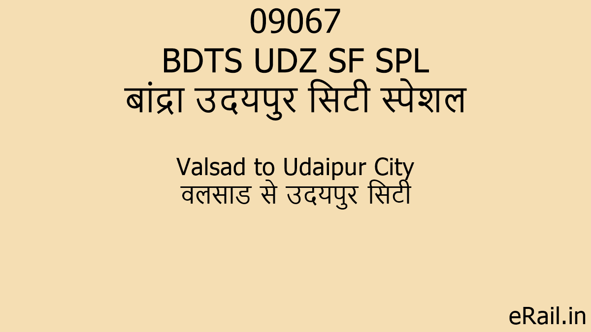 09067 BDTS UDZ SF SPL Train Route