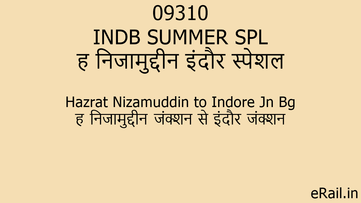 09310 INDB SUMMER SPL Train Route