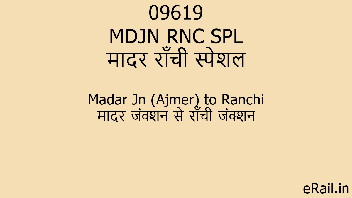 09619 MDJN RNC SPL Train Route