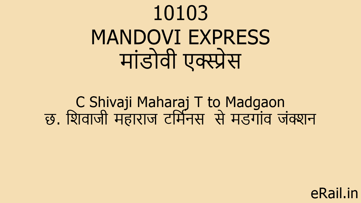 10103 MANDOVI EXPRESS Train Route