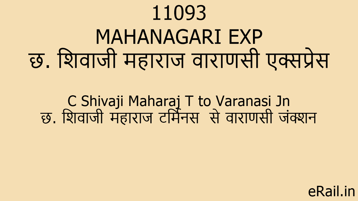11093 MAHANAGARI EXP Train Route