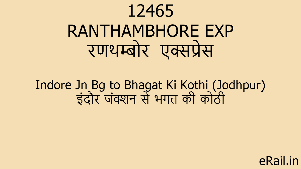 12465 RANTHAMBHORE EXP Train Route
