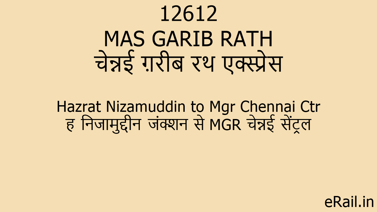 12612 MAS GARIB RATH Train Route