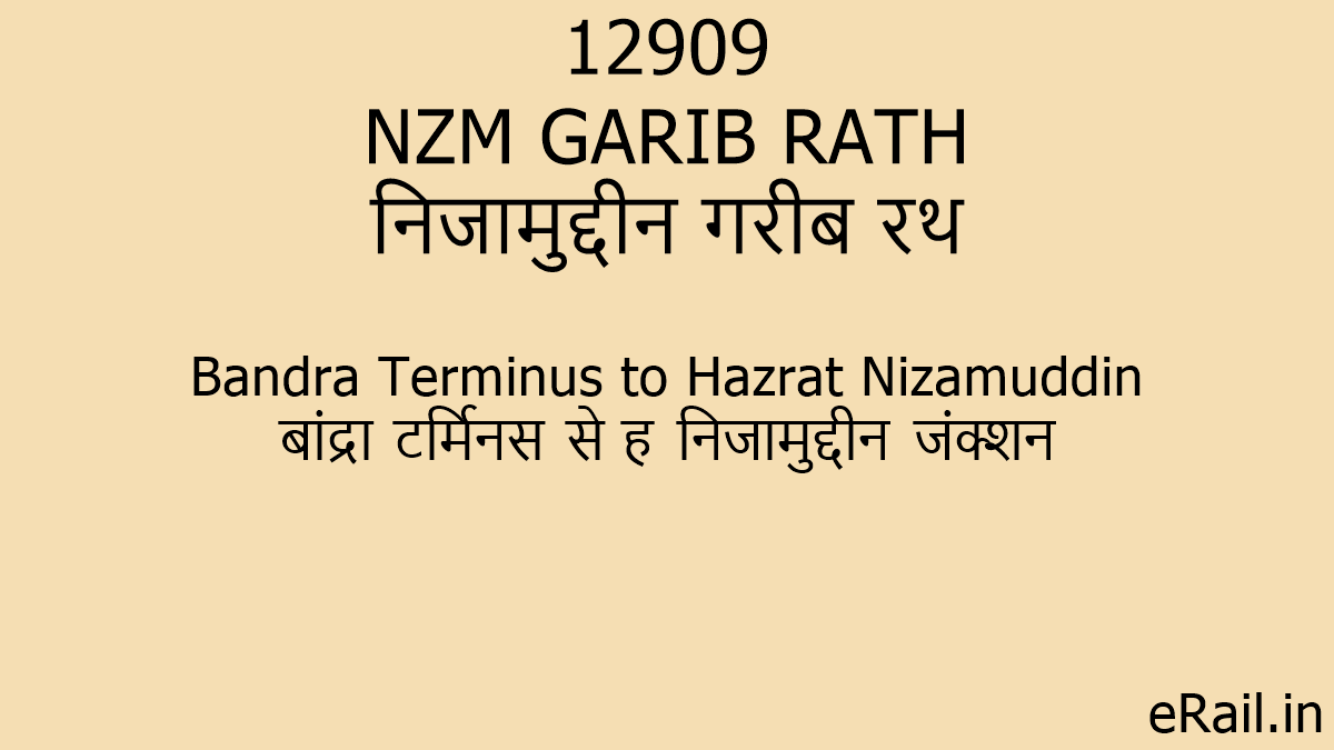 12909 NZM GARIB RATH Train Route
