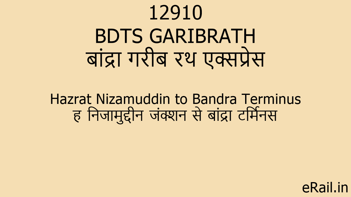 12910 BDTS GARIBRATH Train Route