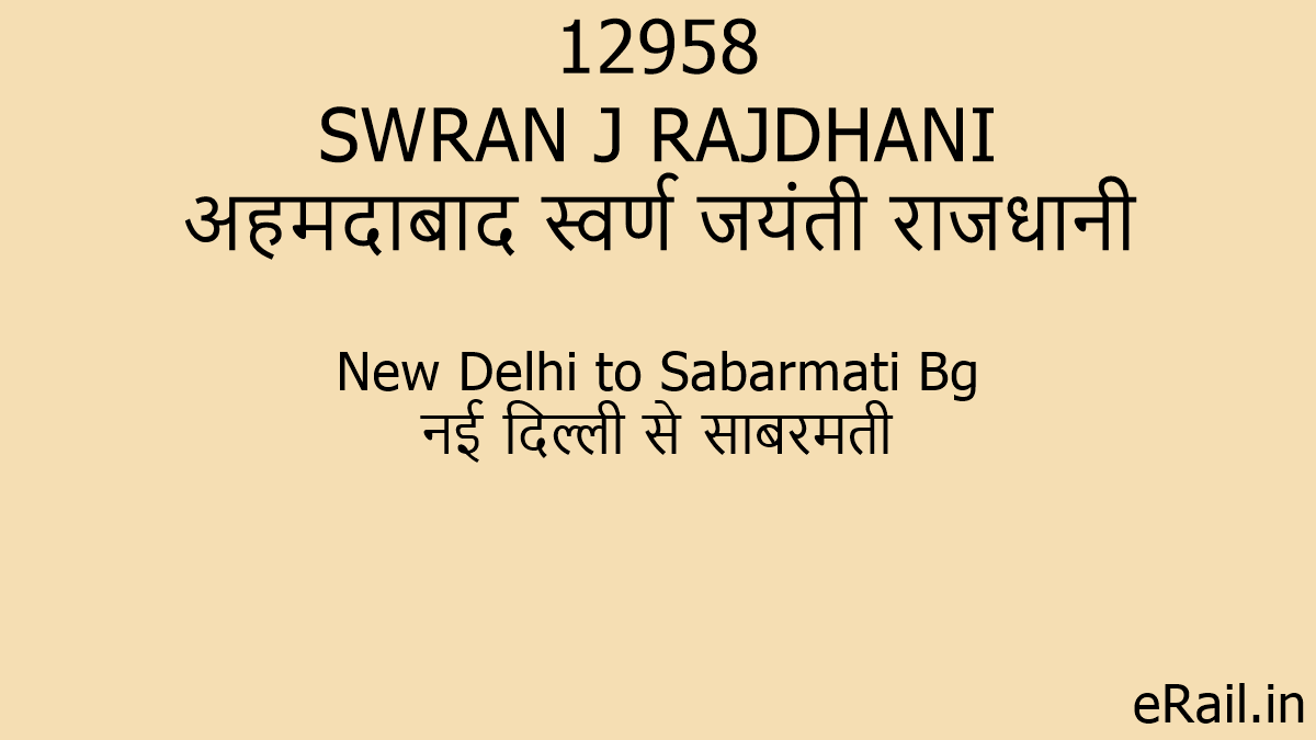 12958 SWRAN J RAJDHANI Train Route