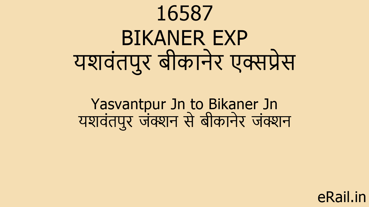16587 BIKANER EXP Train Route