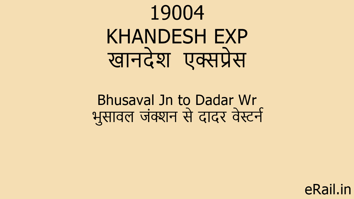 19004 KHANDESH EXP Train Route