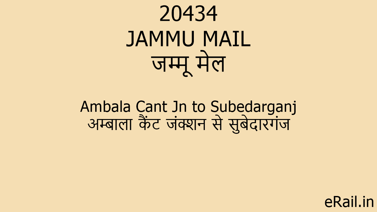 20434 JAMMU MAIL Train Route