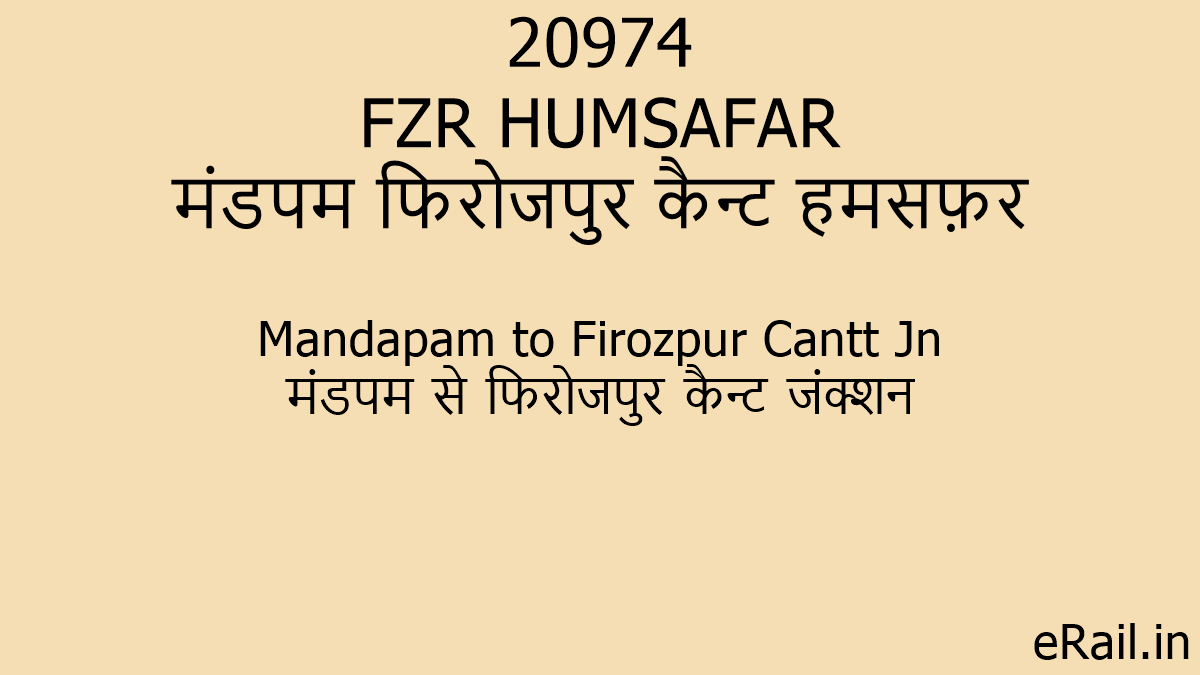 20974 FZR HUMSAFAR Train Route