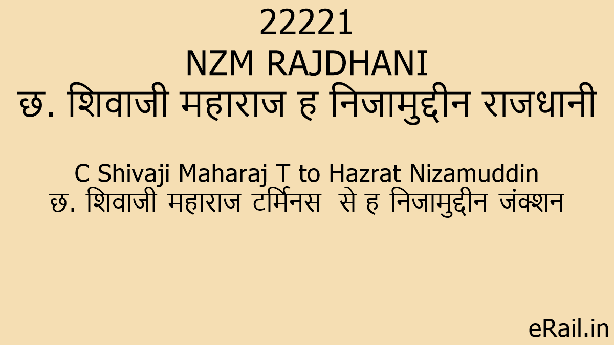 22221 NZM RAJDHANI Train Route
