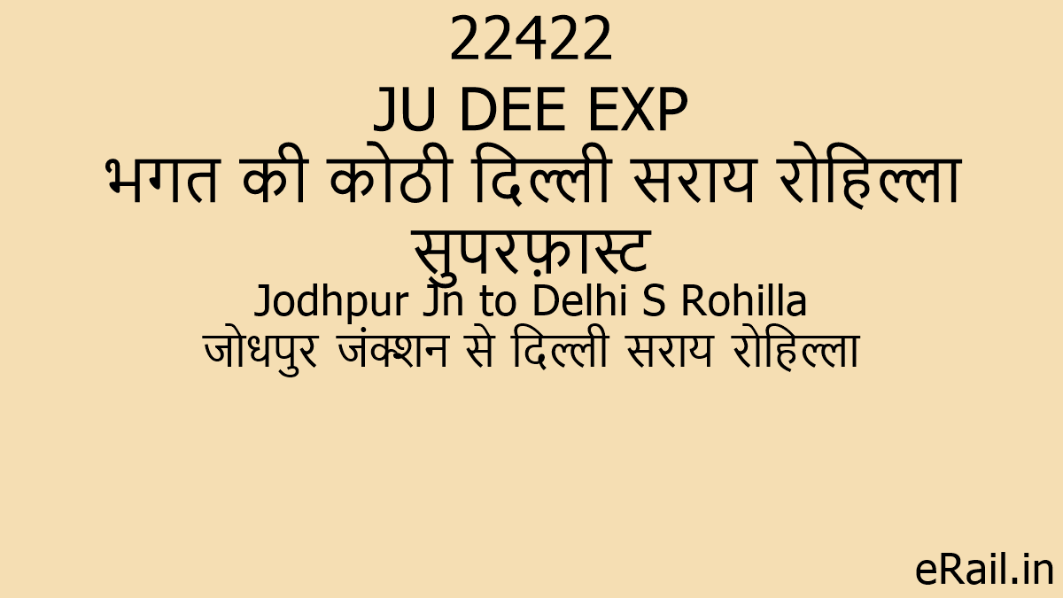 22422 JU DEE EXP Train Route