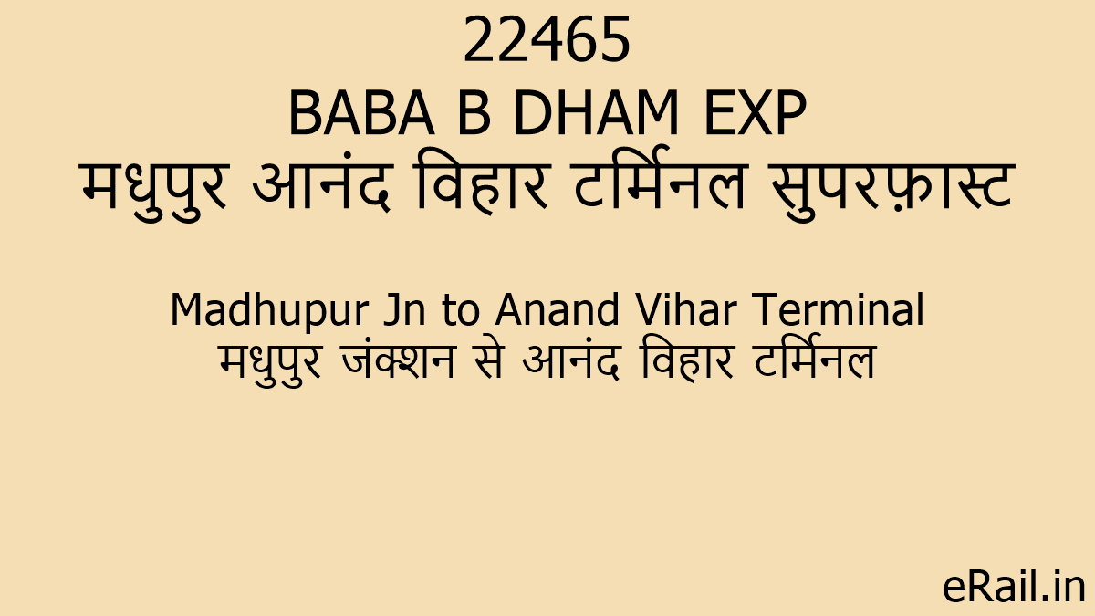 22465 BABA B DHAM EXP Train Route