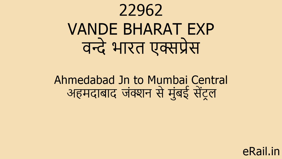 22962 VANDE BHARAT EXP Train Route