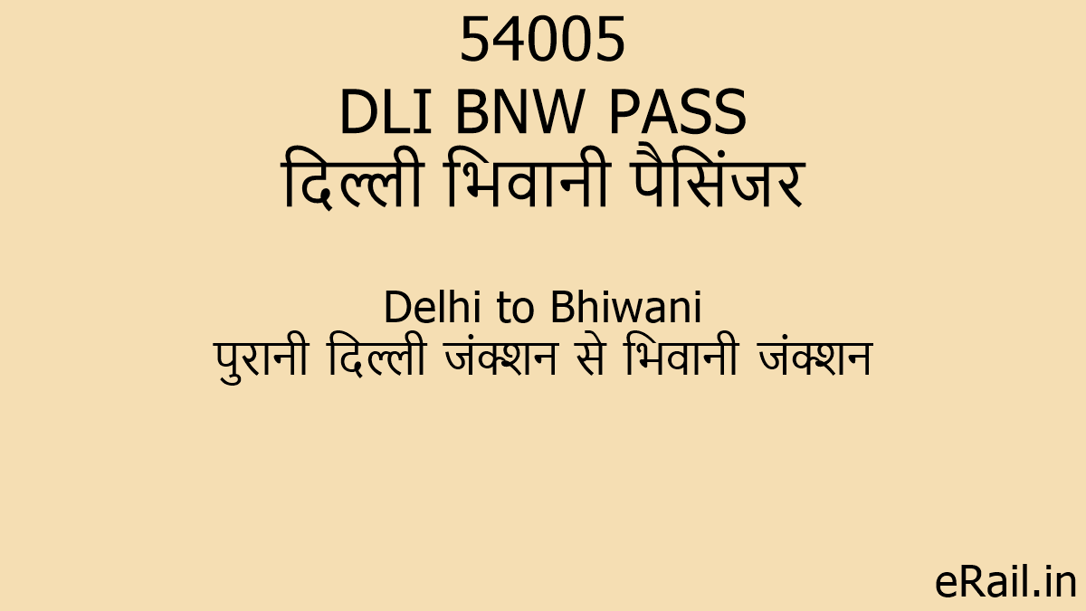 54005 DLI BNW PASS Train Route 54005 DLI BNW PASS Train Route
